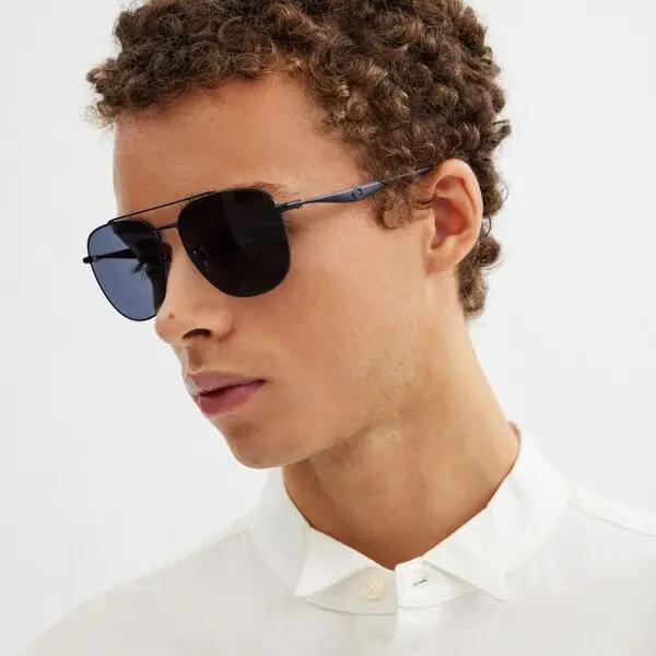Coach CAY91 C Hardware Metal Pilot Aviator Shiny Gunmetal Blue Sunglasses C Hardware Metal Pilot Sunglasses | Eyewear | Coach | COACH® main image 2