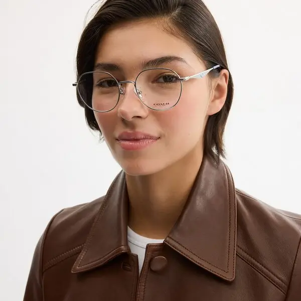 COACH C Hardware Metal Round Eyeglasses