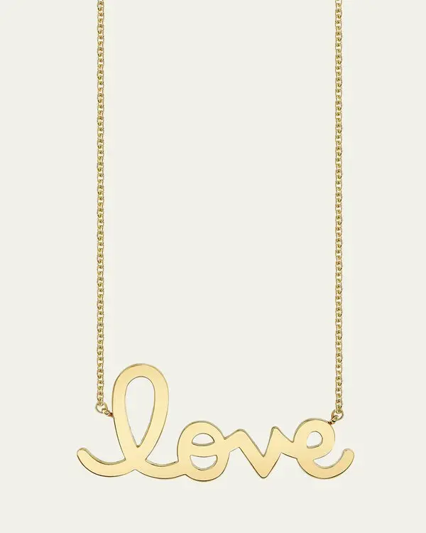 SYDNEY EVAN Pure Big Love Script Necklace - Gold