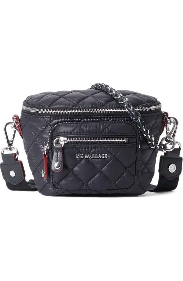 Mz Wallace Micro Crosby Diamond Quilted Nylon Sling Bag - Black