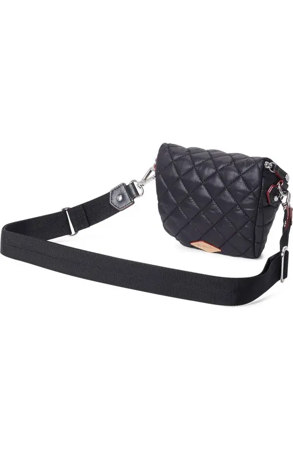 Mz Wallace Micro Crosby Diamond Quilted Nylon Sling Bag - Black