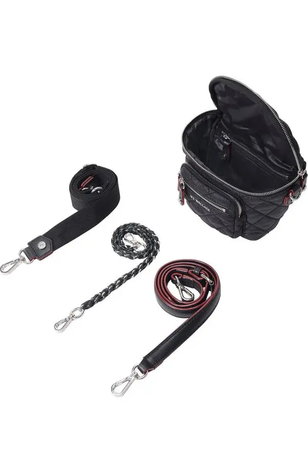 Mz Wallace Micro Crosby Diamond Quilted Nylon Sling Bag - Black