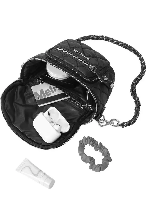 Mz Wallace Micro Crosby Diamond Quilted Nylon Sling Bag - Black