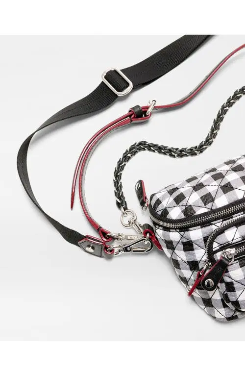 Mz Wallace Micro Crosby Diamond Quilted Nylon Sling Bag - Black/white Gingham