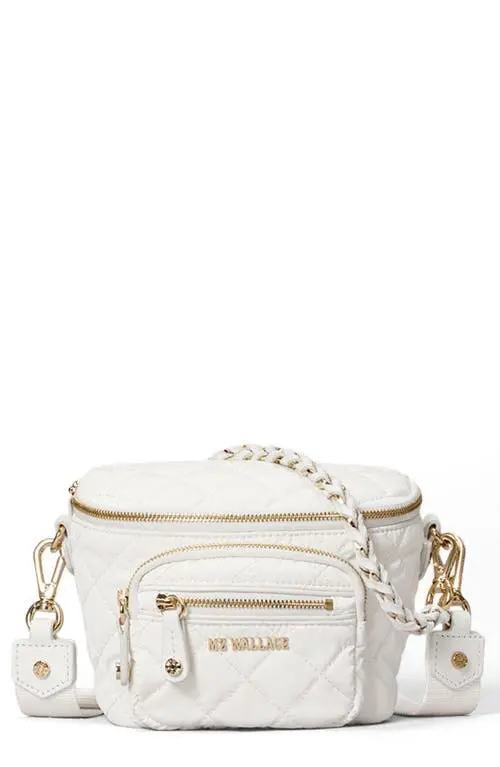 Mz Wallace Micro Crosby Diamond Quilted Nylon Sling Bag - Chalk Liquid