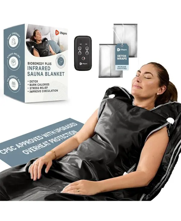 LIFEPRO Far Infrared Sauna Blanket With Thermal Wraps - Black