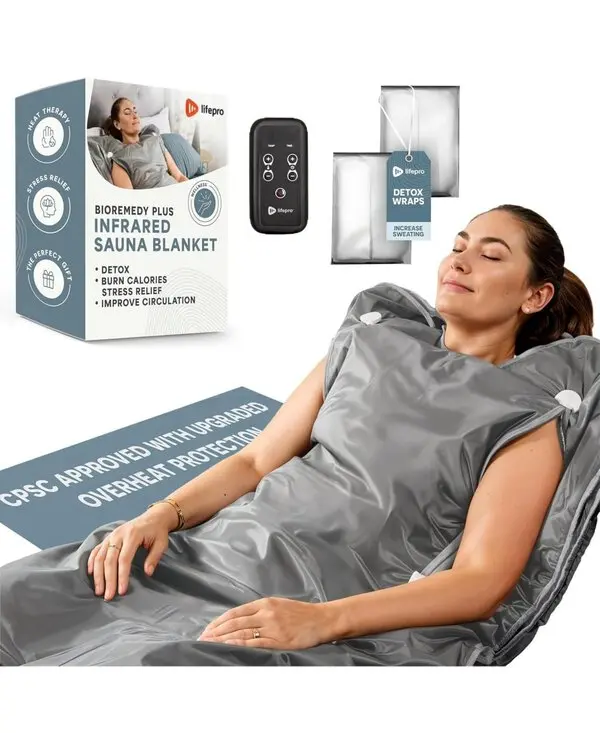 LIFEPRO Far Infrared Sauna Blanket With Thermal Wraps - Gray