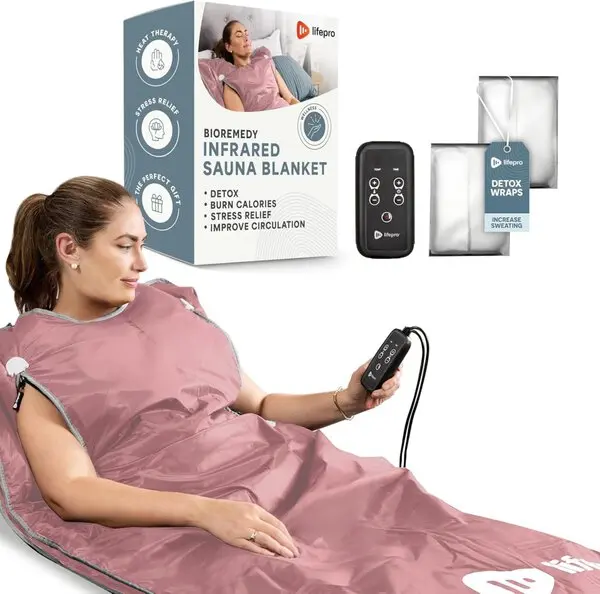 LIFEPRO Far Infrared Sauna Blanket With Thermal Wraps - Pink
