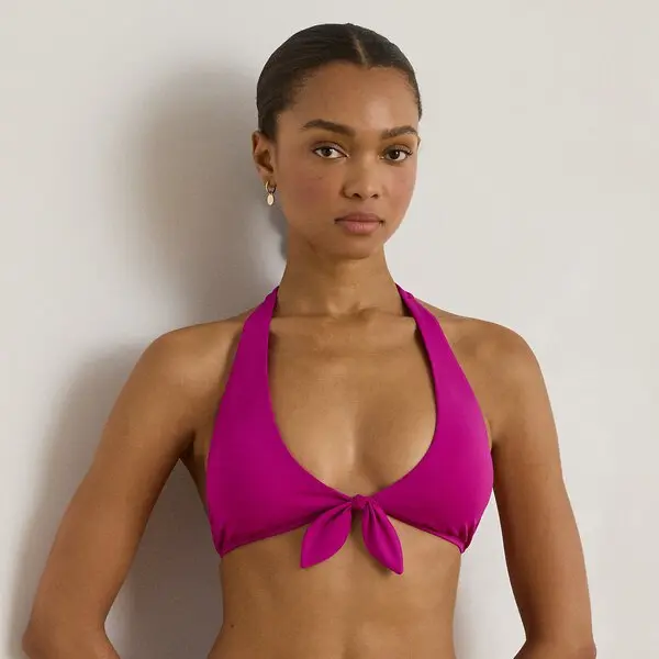 Ralph Lauren Tie-front Halter Bikini Top - Plumeria