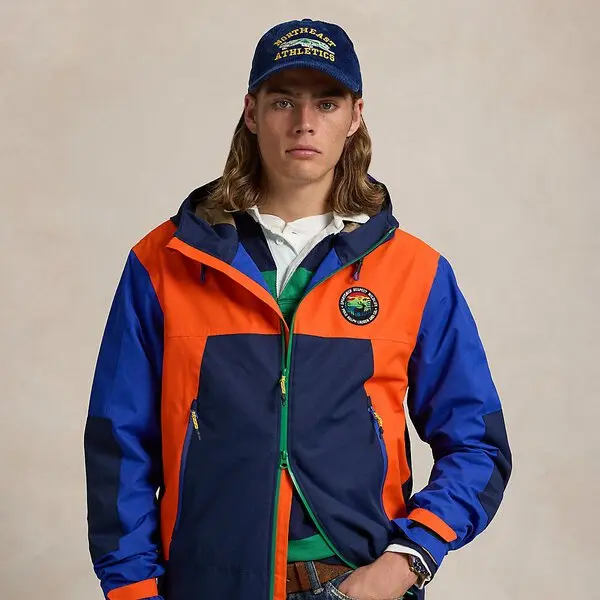 Ralph Lauren Color-Blocked Polo Sportsman Jacket In Sailing Orange