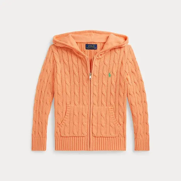 Ralph Lauren Cable Cotton Full-zip Sweater - Poppy