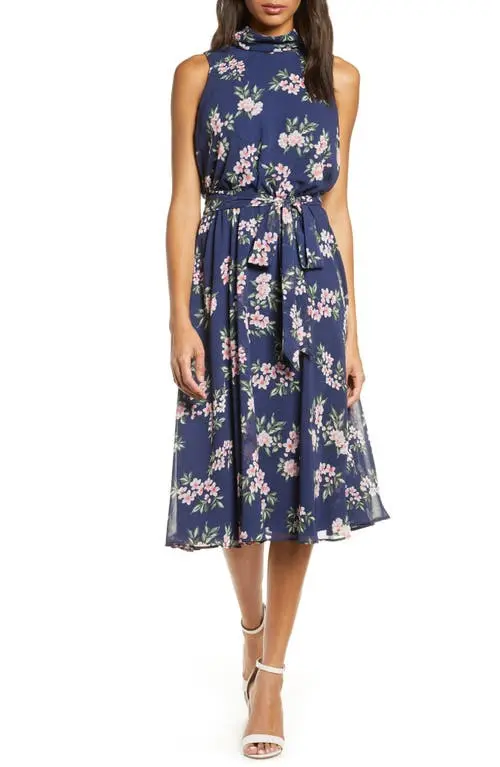 HARPER ROSE Floral Sleeveless Chiffon Midi Dress