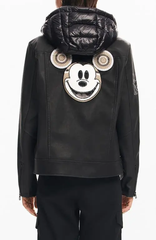 Desigual Mickey Mouse Mixed Media Puffer Coat