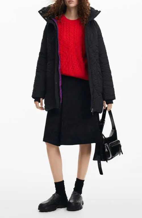 Desigual Aarhus Quilted Coat - Black