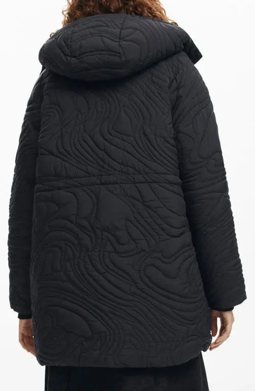 Desigual Aarhus Quilted Coat - Black