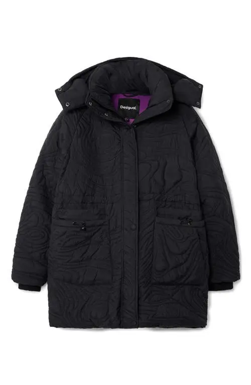 Desigual Aarhus Quilted Coat - Black