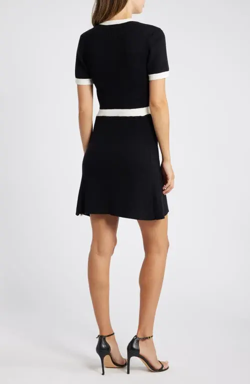 QUINCY MAE Contrast Button Ribbed Minidress
