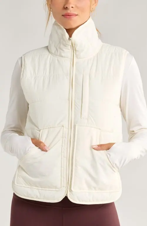 Zella Packable Quilted Vest - Ivory Egret