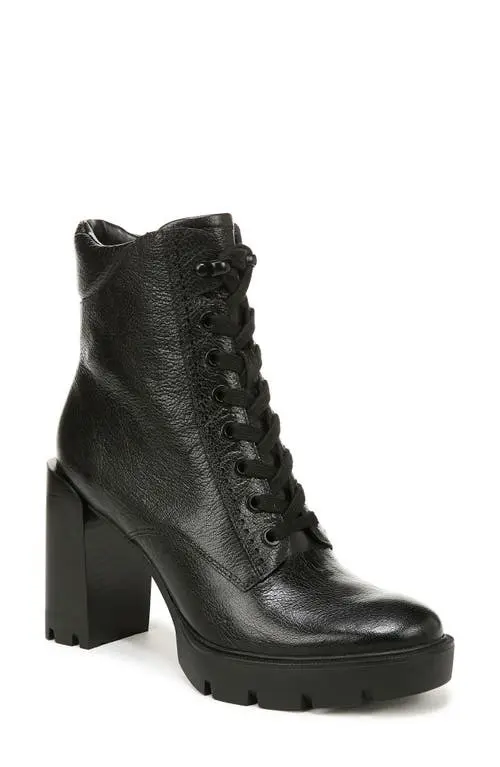 Naturalizer Prewitt Leather Lace-up Platform Bootie - Black
