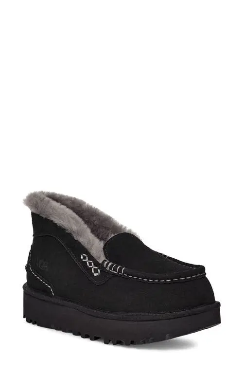UGG Ansley Parc Genuine Shearling Platform Slipper - Black
