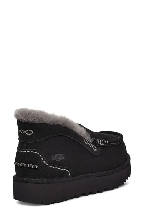 UGG Ansley Parc Genuine Shearling Platform Slipper - Black