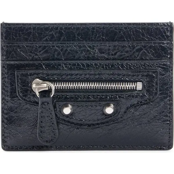 Balenciaga Le City Crackled Leather Card Case - Black
