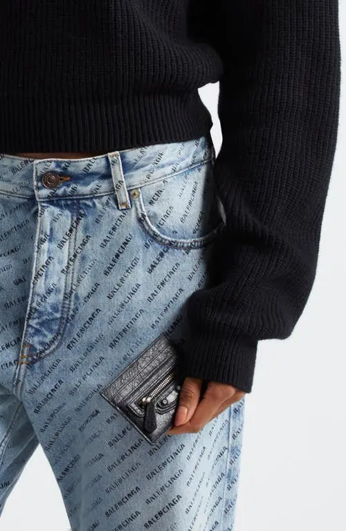 Balenciaga Le City Crackled Leather Card Case - Black
