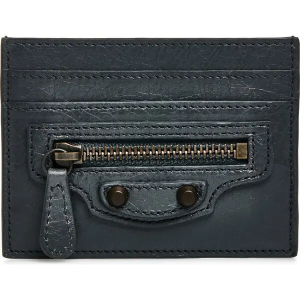 Balenciaga Le City Crackled Leather Card Case - Volcanic Rock