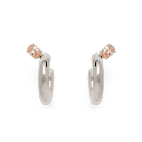 Lady Grey 14k Gold Hoop Earrings - Silver/ Peach