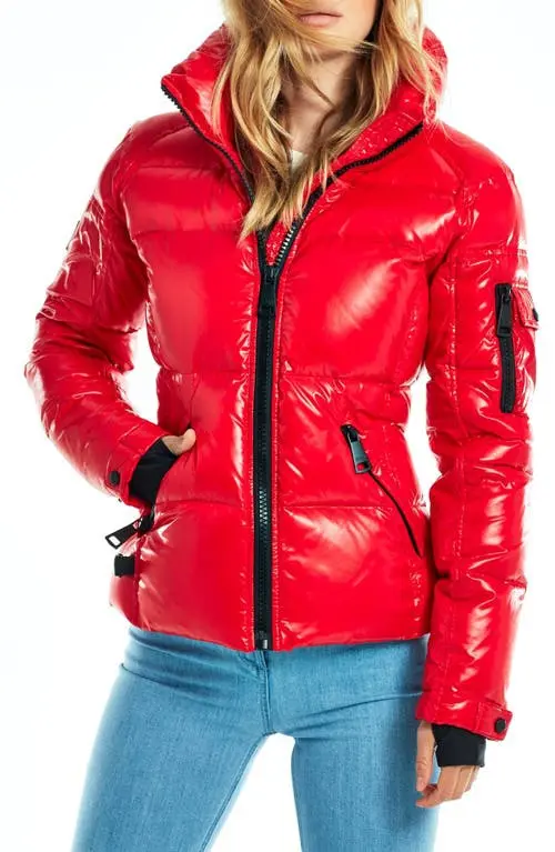 Sam. Freestyle Water Resistant Down Puffer Coat - Cherry