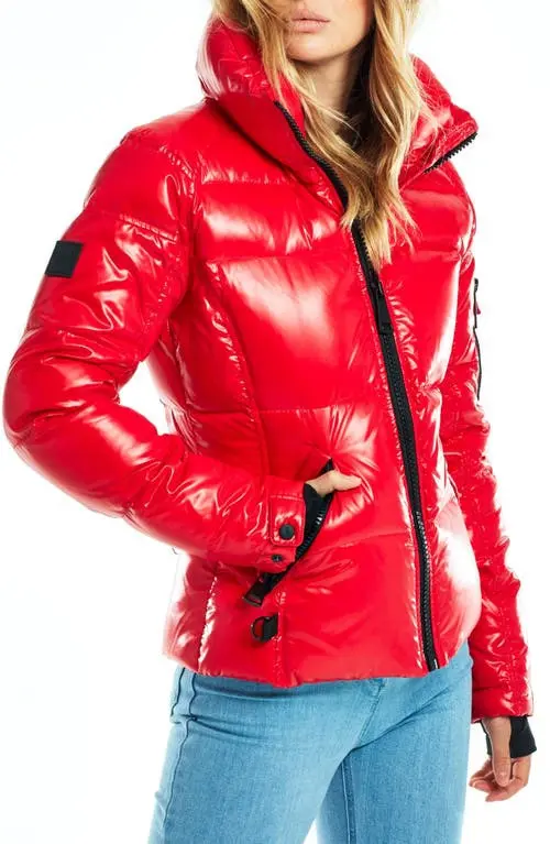 Sam. Freestyle Water Resistant Down Puffer Coat - Cherry