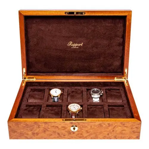 RAPPORT LONDON Heritage Ten Watch Box - Burr Walnut