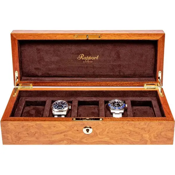 RAPPORT LONDON Heritage Five Watch Box - Burr Walnut