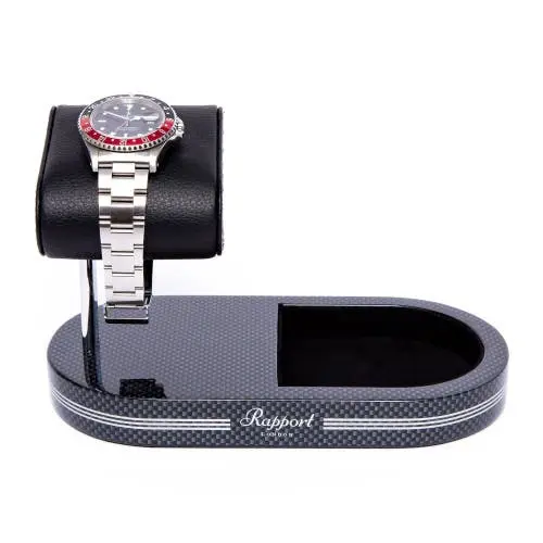 RAPPORT LONDON Watch Stand With Tray - Carbon Fibre