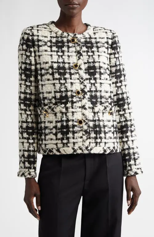 St. John Metallic Wool-blend Tweed Jacket
