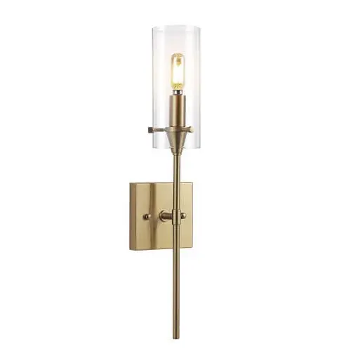 JONATHAN Y Cato 1-light Bohemian Farmhouse Iron/glass Led Sconce - Brass Gold