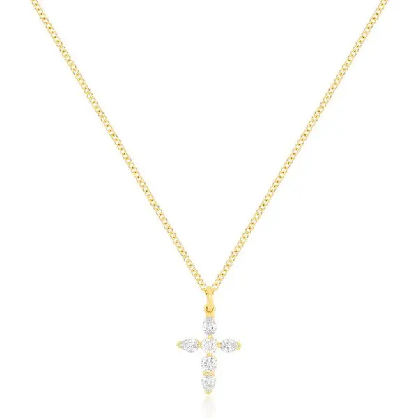 Ef Collection Diamond Cross Pendant Necklace - Ylwgold