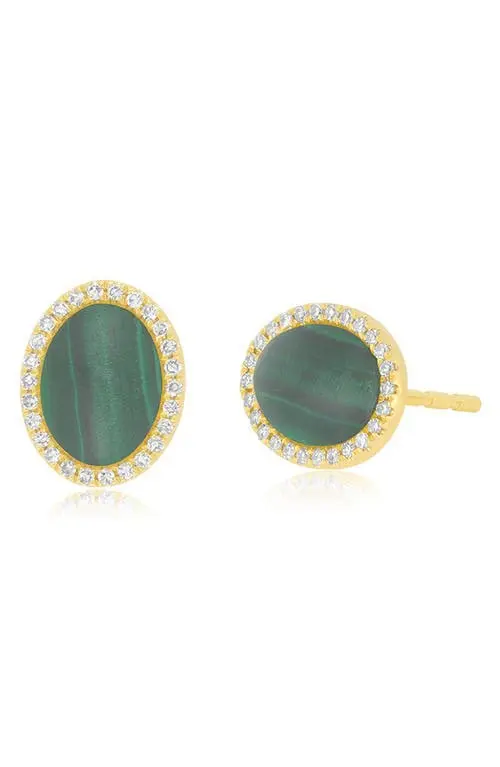 Ef Collection Malachite And Diamond Stud Earrings - Ylwgold