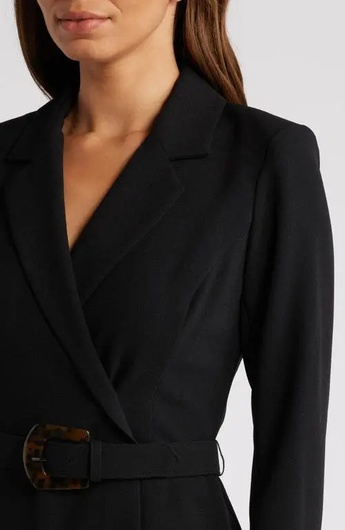 Eliza J Long Sleeve Belted Blazer Dress In Black - 55% Off | Editorialist