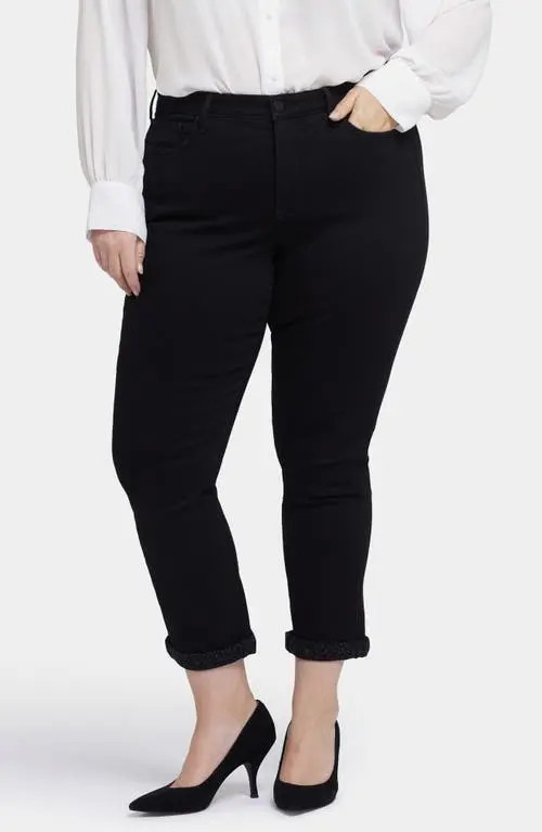NYDJ Sheri Cheetah Cuff Ankle Slim Jeans - Black Rinse