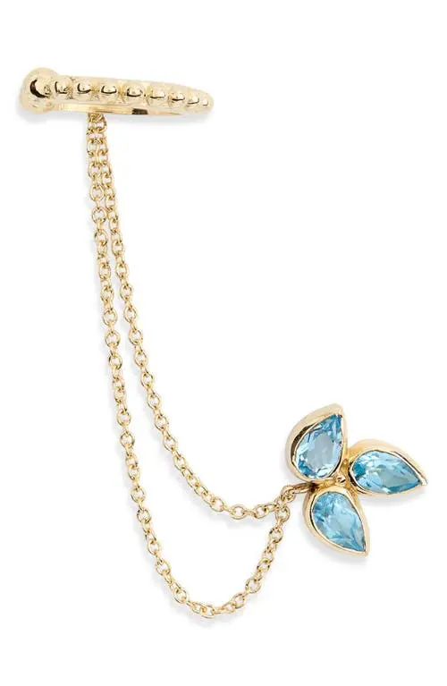 Anzie Bouquet Topaz Cuff & Stud Chain Earring - Blue