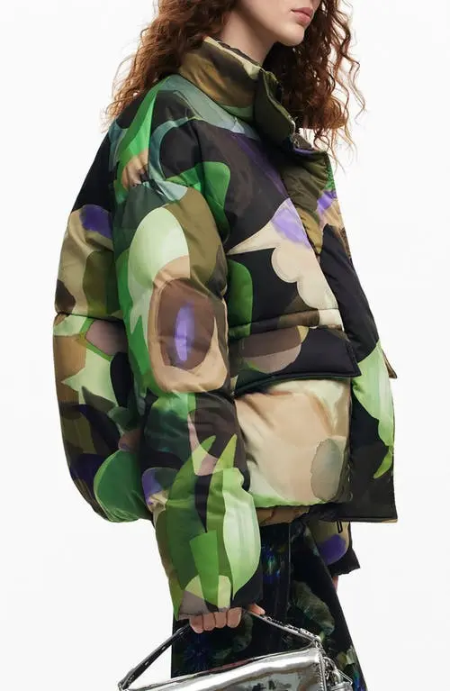 Desigual Lacroiz Aalborg Abstract Print Puffer Jacket