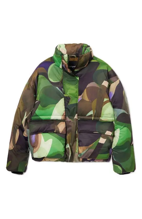 Desigual Lacroiz Aalborg Abstract Print Puffer Jacket
