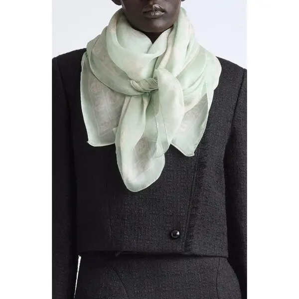 Alexander McQueen Skull Print Silk Scarf - Acqua