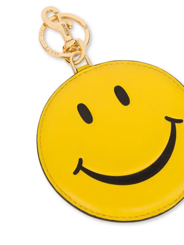 Moschino Smiley-face Leather Keychain