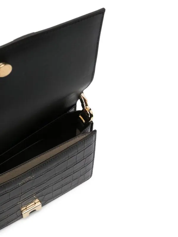 TOTEME Mini T-flap Croc-embossed Bag - Brown