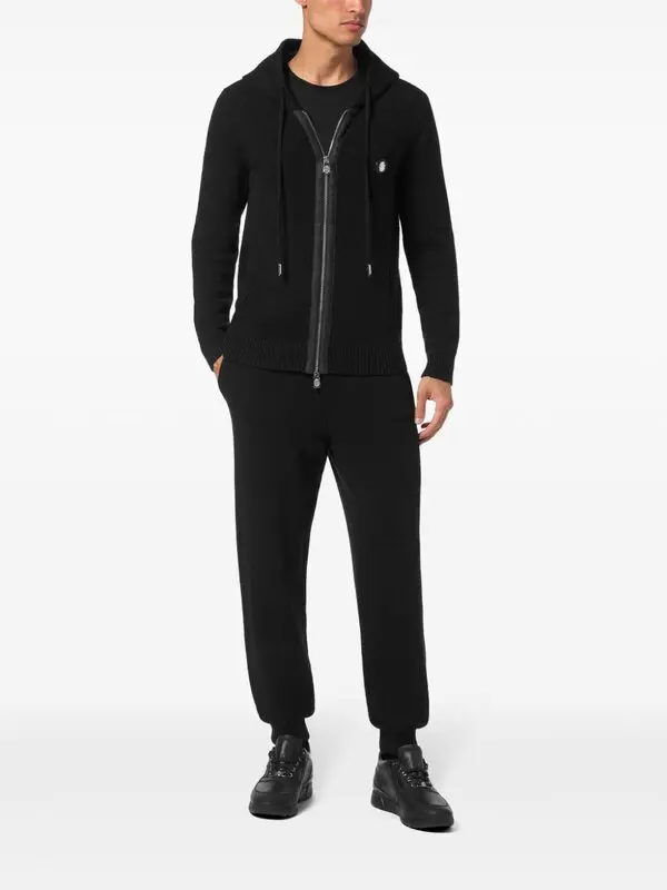 BILLIONAIRE Knitted Wool Hoodie - Black