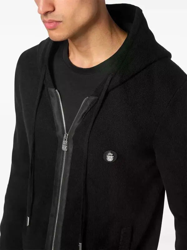 BILLIONAIRE Knitted Wool Hoodie With Satin Trim