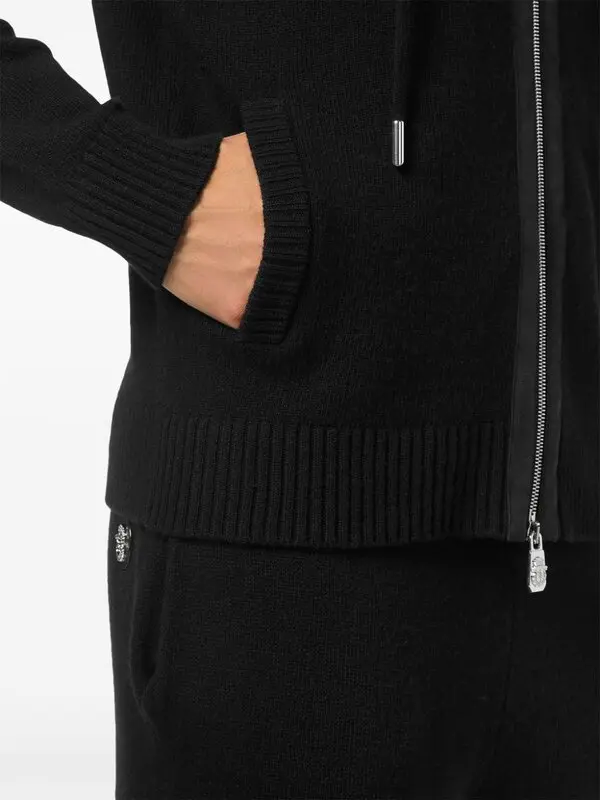 BILLIONAIRE Knitted Wool Hoodie - Black