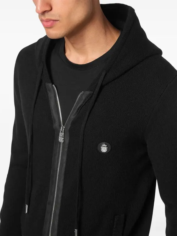 BILLIONAIRE Knitted Wool Hoodie - Black